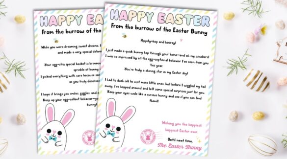 Free Printable Easter Bunny Letter (2 versions: Egg Hunt + Easter ...