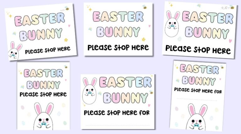 6 Adorable Free Printable Easter Bunny “Please Stop Here” Signs ...