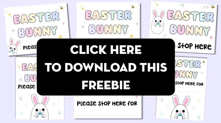 6 Adorable Free Printable Easter Bunny “Please Stop Here” Signs ...