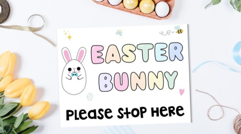 6 Adorable Free Printable Easter Bunny “Please Stop Here” Signs ...