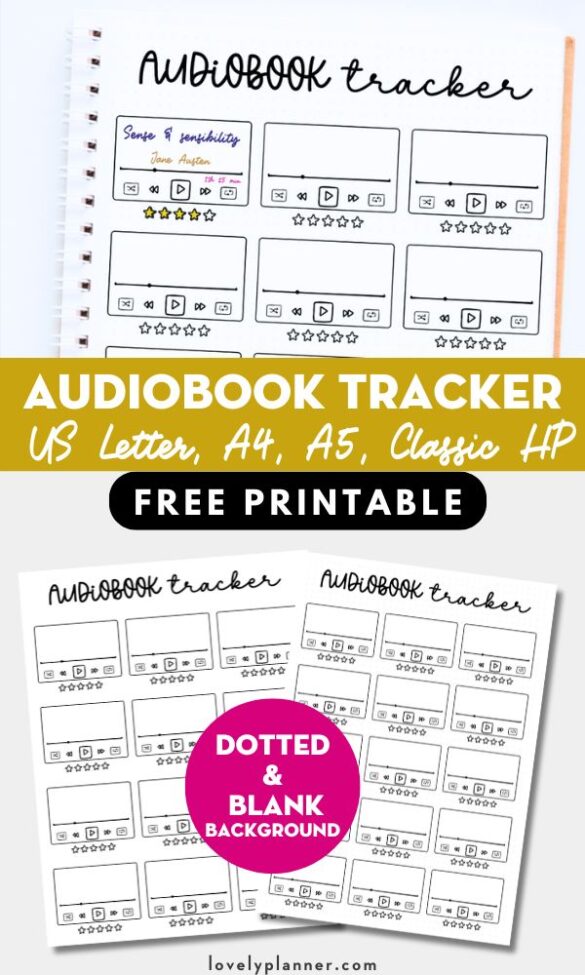 Free Printable Audiobook Tracker (4 sizes) – Cute Bujo Style! - Lovely ...