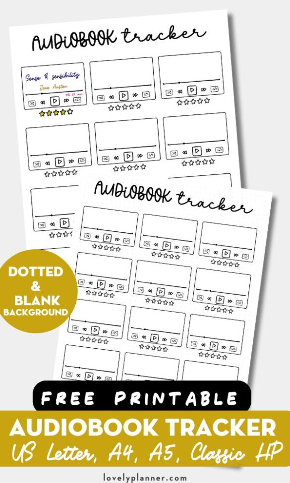 Free Printable Audiobook Tracker (4 sizes) – Cute Bujo Style! - Lovely ...