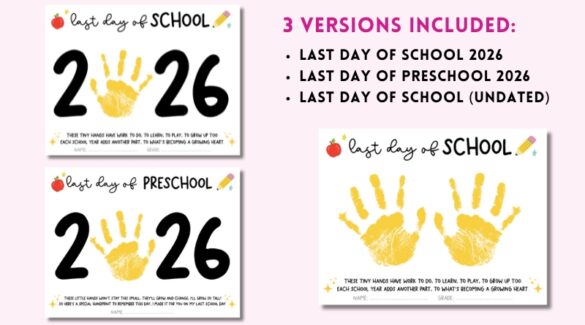 Free Last Day of School Handprint Printable - Lovely Planner