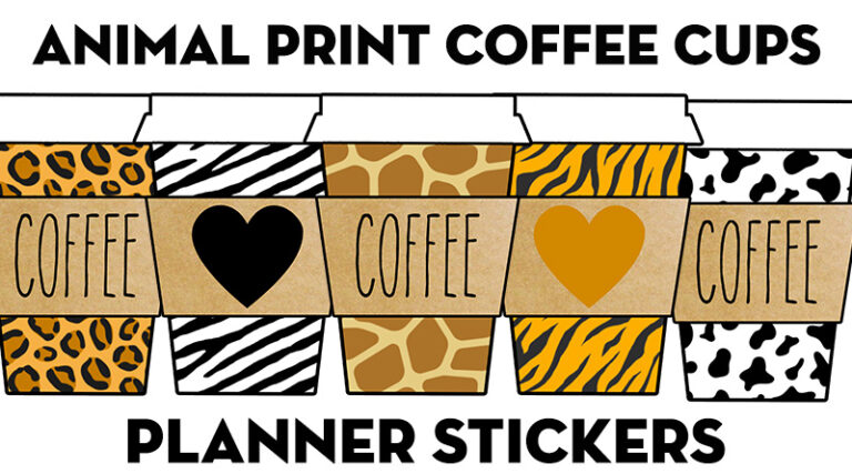 Free Printable Animal Print Coffee Cups Planner Stickers - Lovely Planner