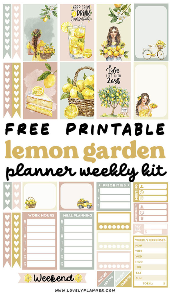 Free Printable Lemon Planner Stickers - Weekly Kit - Lovely Planner
