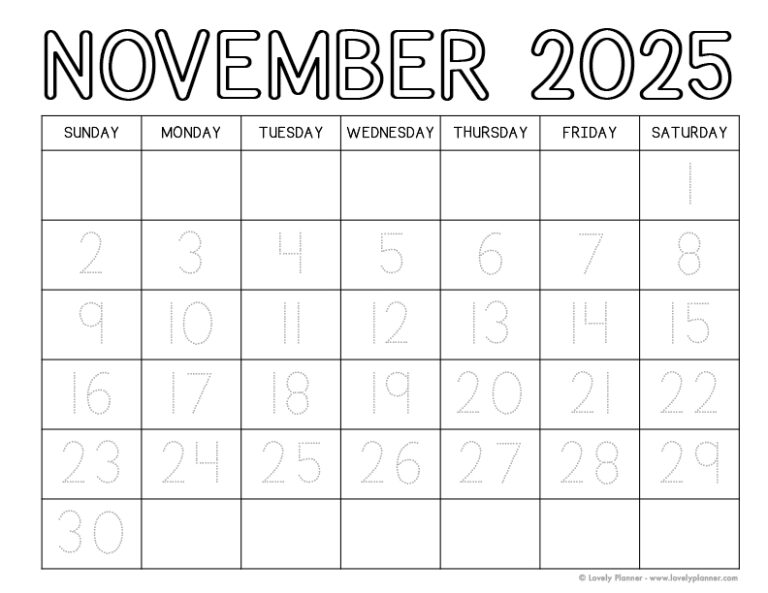 Free Printable Traceable Monthly School Calendars 2025-2026 - Lovely ...