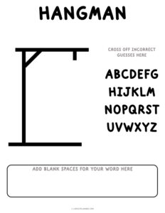 Free Printable Hangman Game (1 to 9 games per page) - Lovely Planner