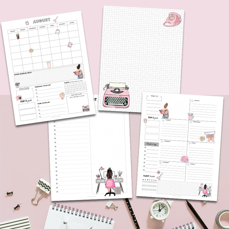 Free Printable Planner Pages - Back to School Girl - Lovely Planner