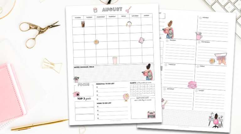 Free Printable Planner Pages - Back to School Girl - Lovely Planner