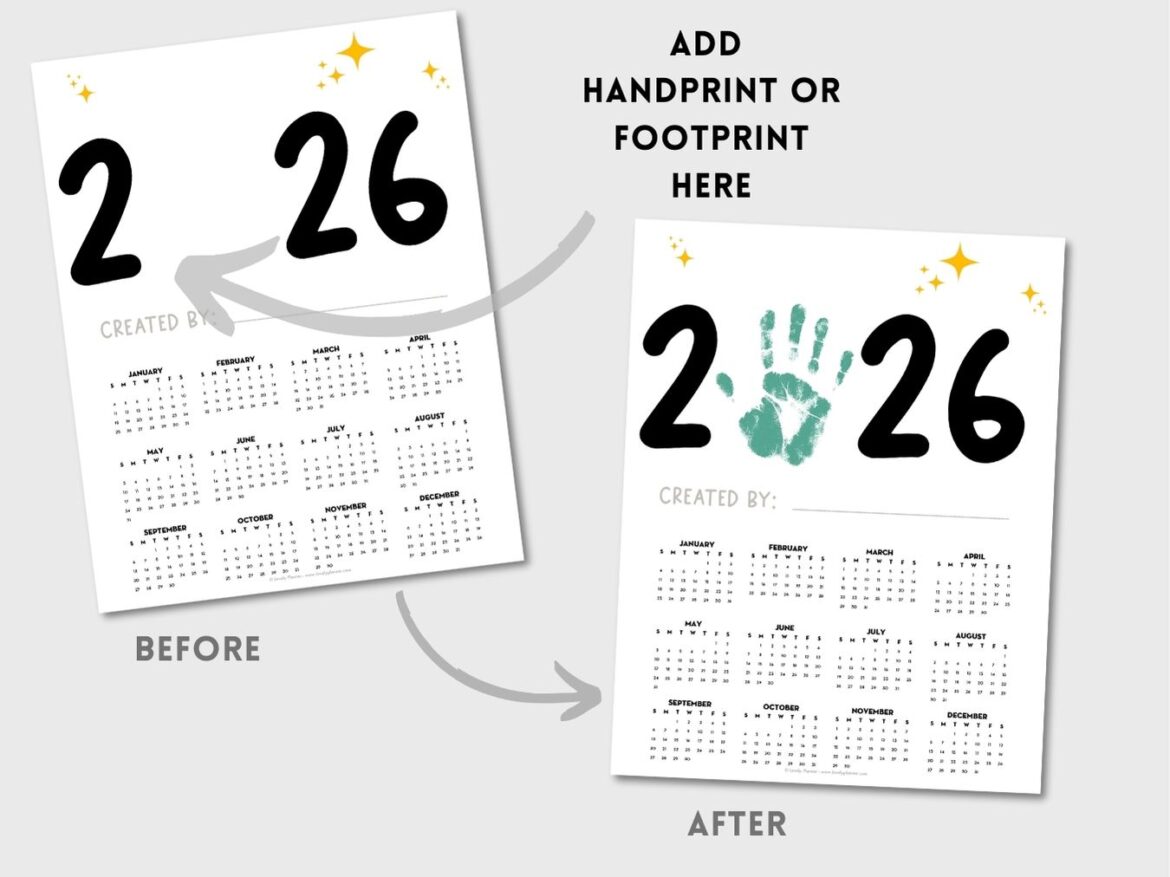 Free Printable 2026 Handprint Calendar - Lovely Planner