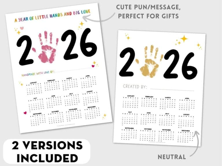 Free Printable 2026 Handprint Calendar - Lovely Planner