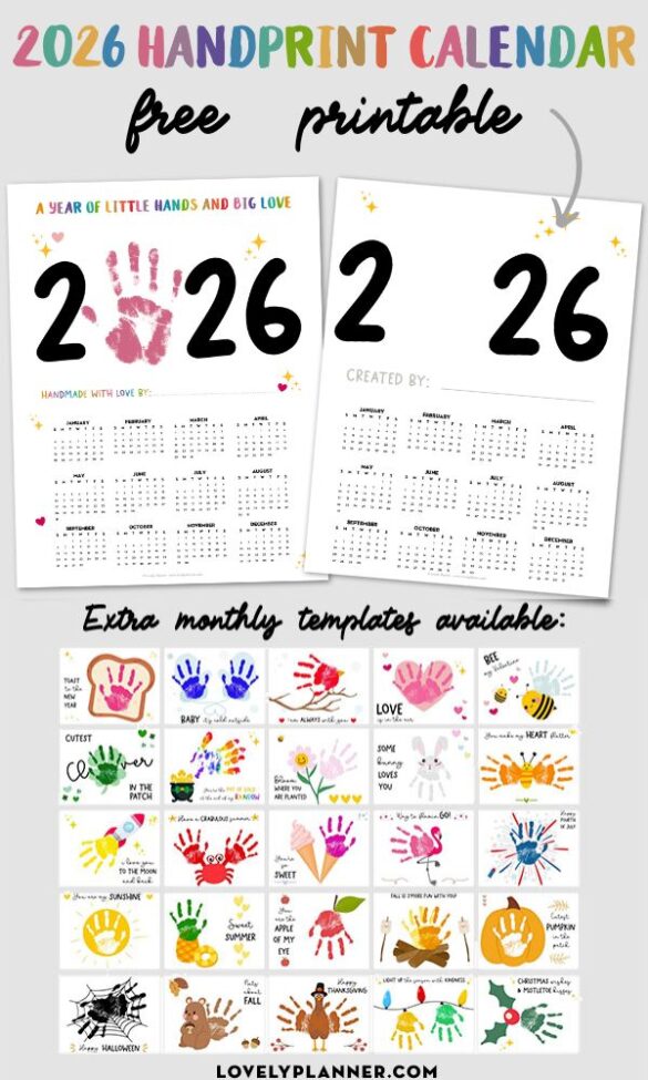 Free Printable 2026 Handprint Calendar - Lovely Planner
