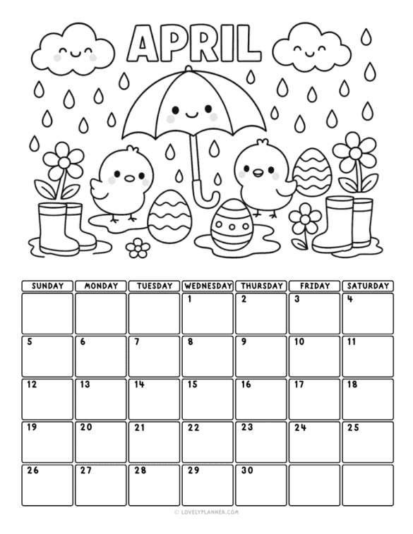 Free Printable 2026 Coloring Calendar for Kids (13 PAGES) - Lovely Planner