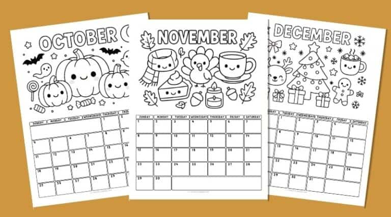 Free Printable 2026 Coloring Calendar for Kids (13 PAGES) - Lovely Planner