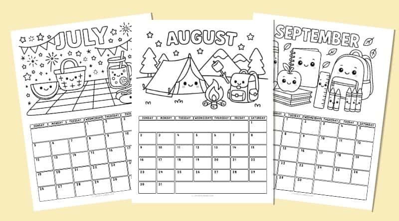 Free Printable 2026 Coloring Calendar for Kids (13 PAGES) - Lovely Planner