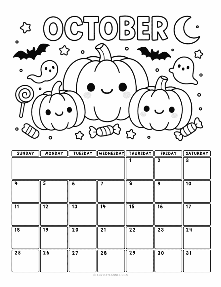 Free Printable 2026 Coloring Calendar for Kids (13 PAGES) - Lovely Planner