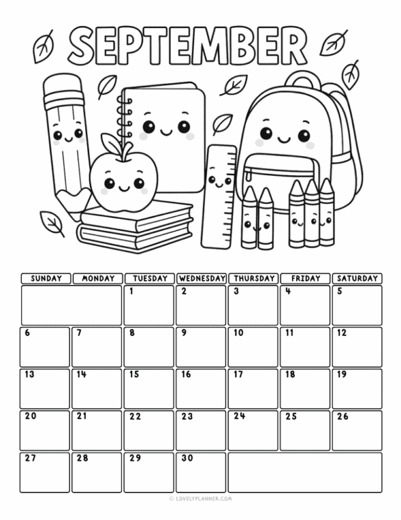 Free Printable 2026 Coloring Calendar for Kids (13 PAGES) - Lovely Planner