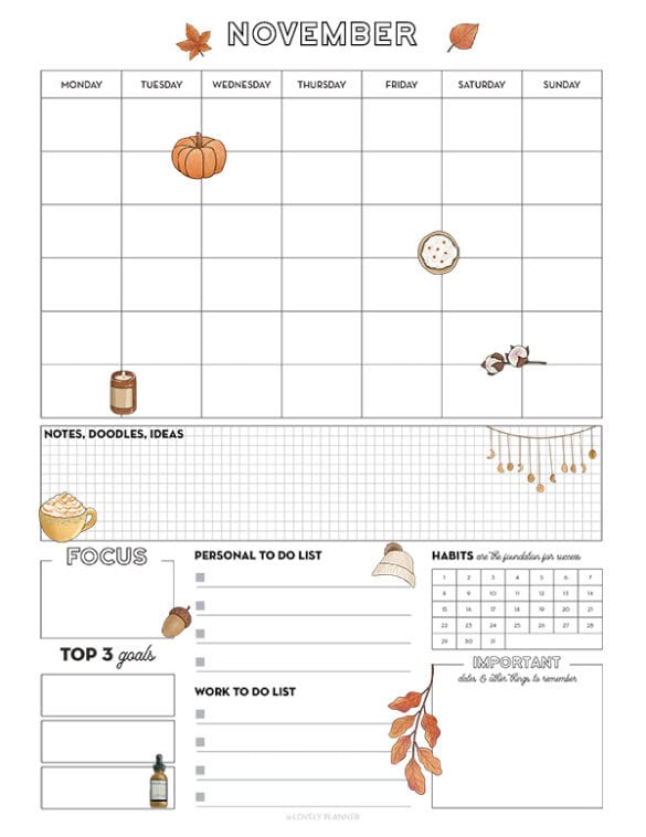 Free November Printable Planner Pages - Lovely Planner