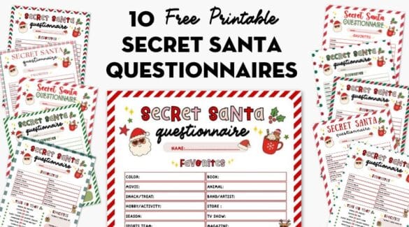Free Printable Secret Santa Questionnaires: 10 Fun Christmas Gift ...
