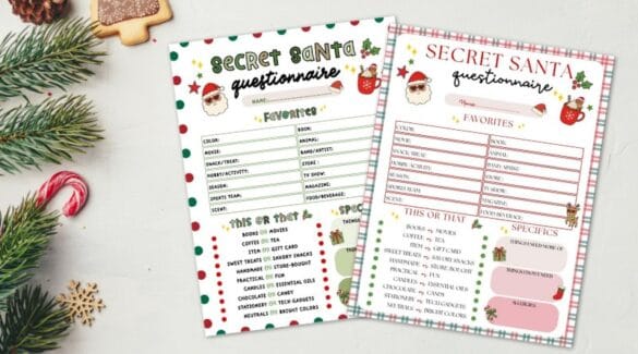 Free Printable Secret Santa Questionnaires: 10 Fun Christmas Gift ...