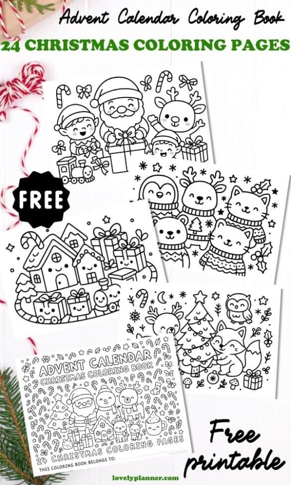 Free Printable Advent Calendar Coloring Book – 24 Days of Christmas ...
