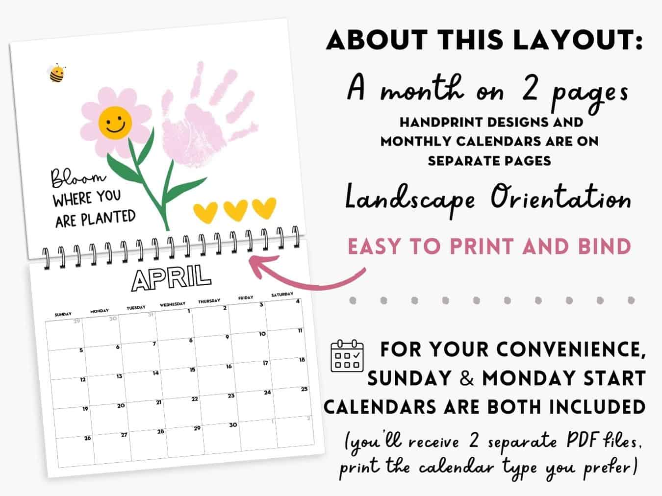 Printable 2026 Handprint Calendar - Lovely Planner