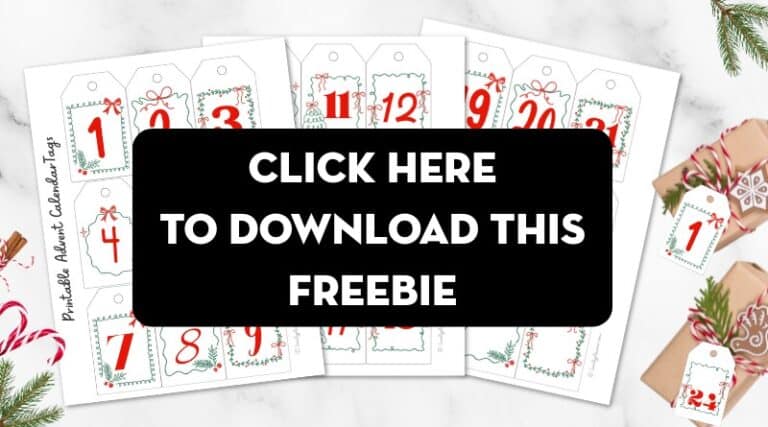 Free Printable Advent Calendar Gift Tags – 24 Numbered Christmas Tags ...