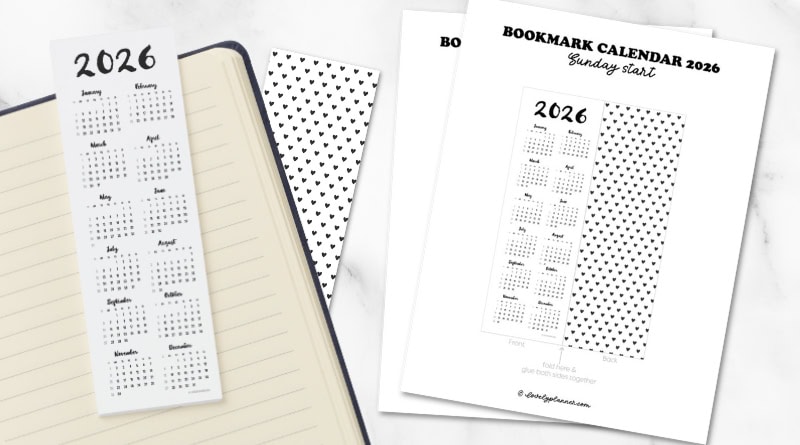 Free Printable 2026 Calendar Bookmark Set
