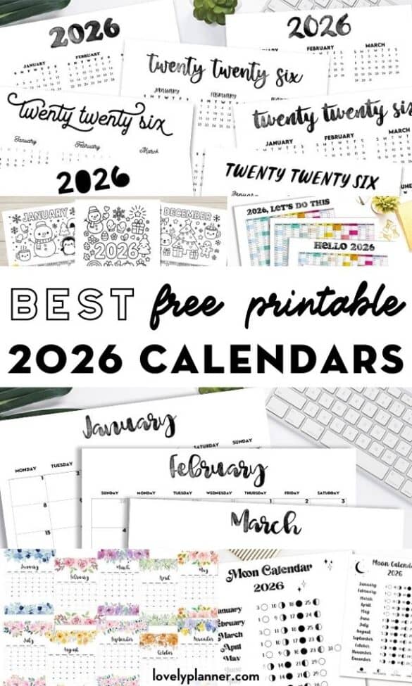 18 Best Printable Calendars for 2026 - Lovely Planner