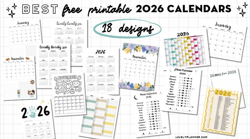 Free Printable 2026 Calendar Bookmark Set
