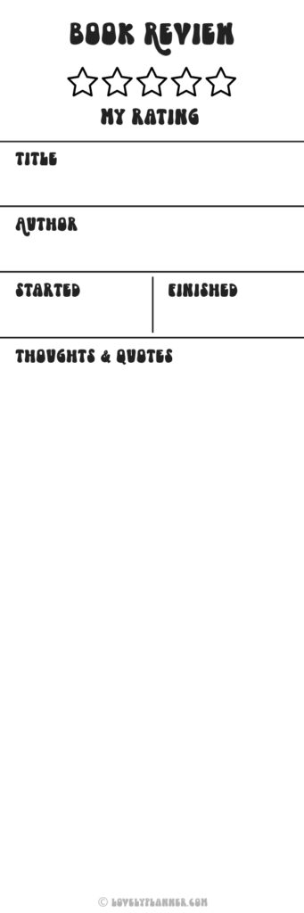 15 Free Printable Book Review Bookmarks - Lovely Planner