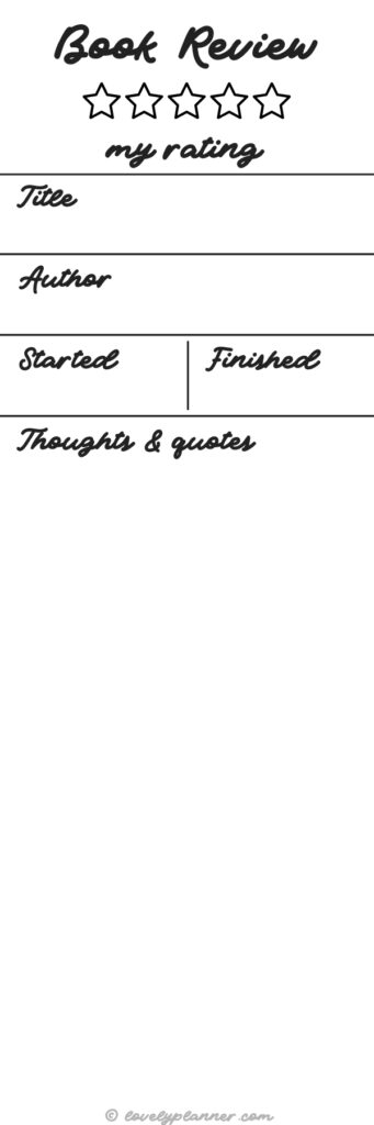 15 Free Printable Book Review Bookmarks - Lovely Planner