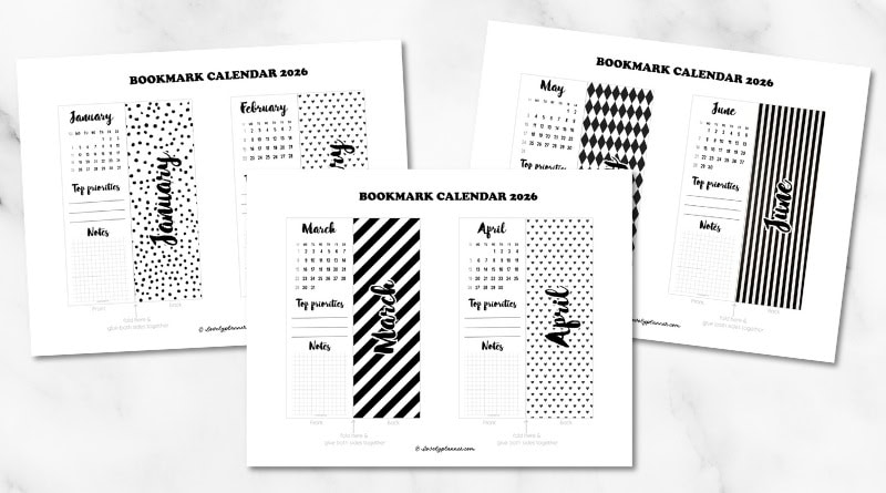 Free Printable 2026 Calendar Bookmark Set
