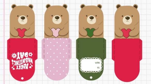 Free Printable Valentine’s Day Bear Gift Card Holder Tags - Lovely Planner