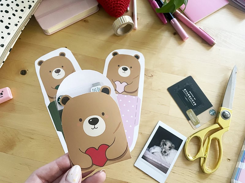 Free Printable Valentine’s Day Bear Gift Card Holder Tags - Lovely Planner