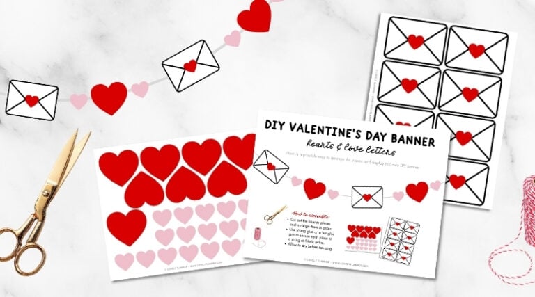 Free Printable DIY Valentine’s Day Banner - Hearts & Love Letters ...