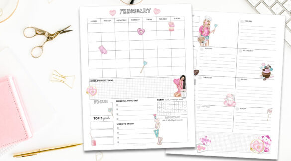 Free February Planner Pages: Baked with Love - Lovely Planner