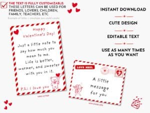 Free Printable Mini Valentine’s Day Love Letters & Envelopes - Lovely ...