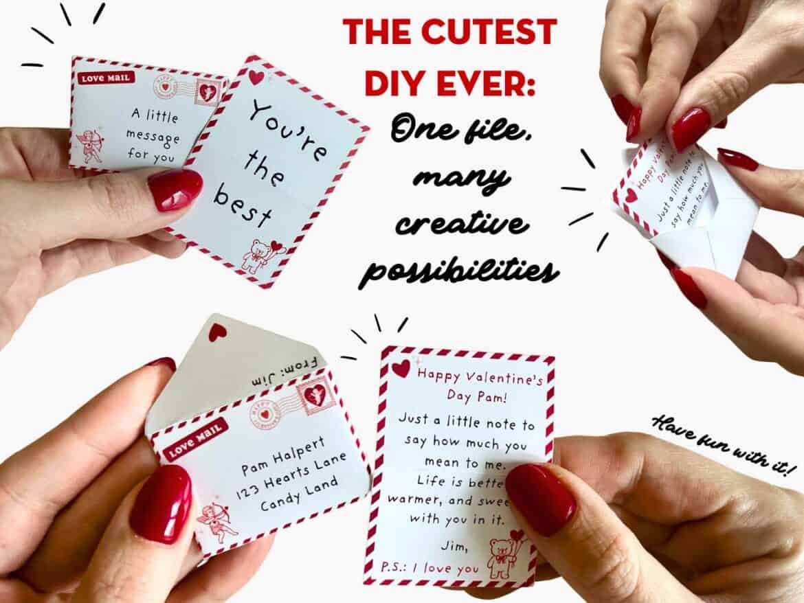 Free Printable Mini Valentine’s Day Love Letters & Envelopes - Lovely ...