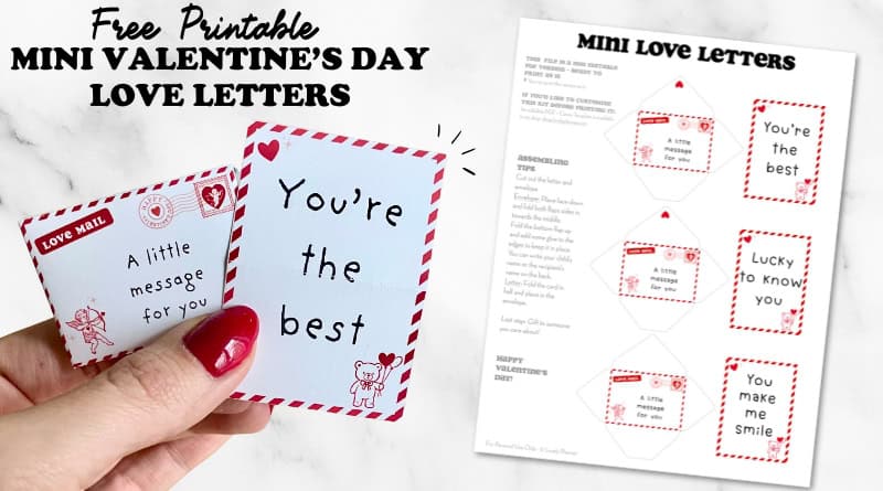 Free Printable Mini Valentine’s Day Love Letters & Envelopes - Lovely ...