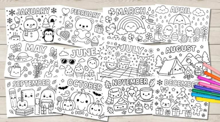 12 Free Printable Monthly Coloring Pages: A Year of Coloring - Lovely ...
