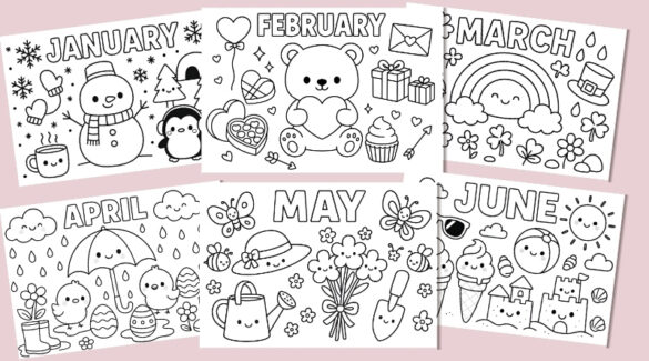 12 Free Printable Monthly Coloring Pages: A Year of Coloring - Lovely ...