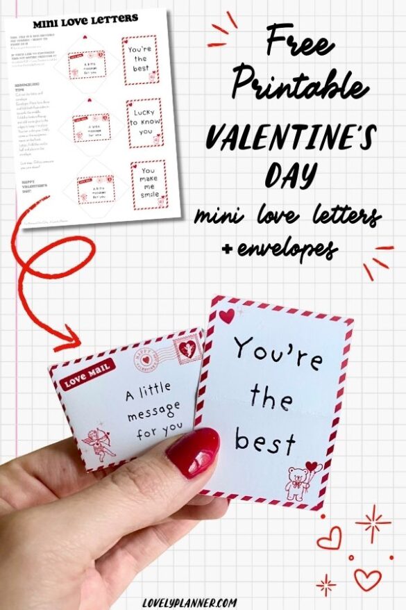 Free Printable Mini Valentine’s Day Love Letters & Envelopes - Lovely ...