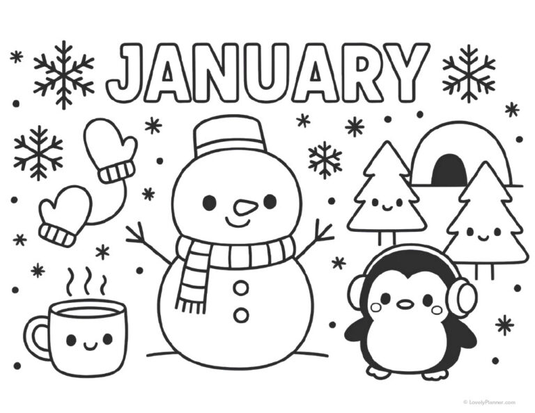 12 Free Printable Monthly Coloring Pages: A Year of Coloring - Lovely ...