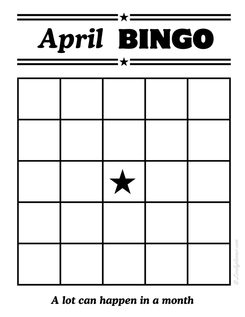 Free Monthly Bingo Card Printable Set - Lovely Planner