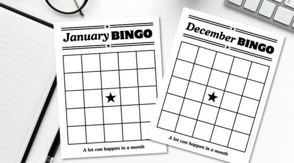 Free Monthly Bingo Card Printable Set - Lovely Planner