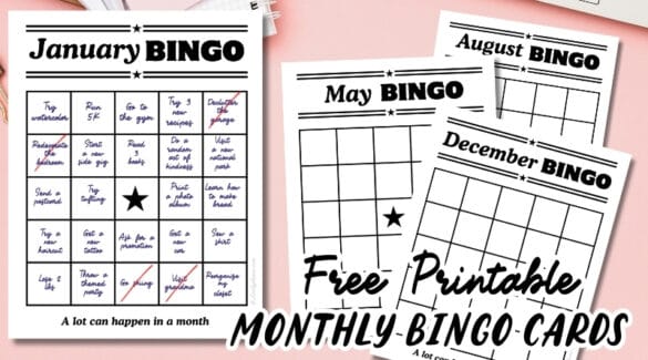 Free Monthly Bingo Card Printable Set - Lovely Planner