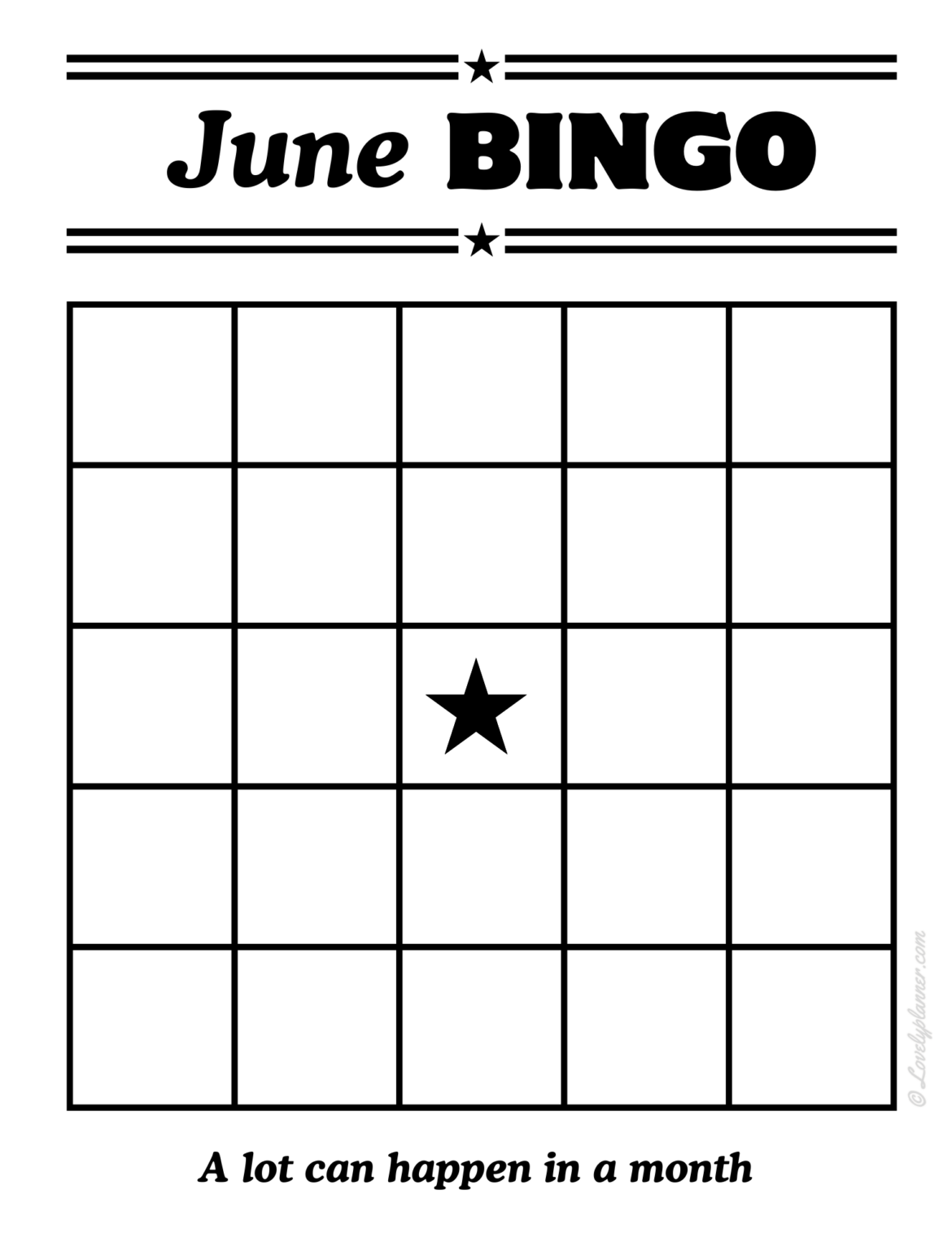 Free Monthly Bingo Card Printable Set - Lovely Planner