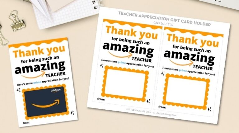 9 Free Printable Teacher Appreciation Gift Card Holders - Lovely Planner